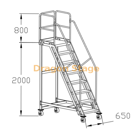 Aluminum Mobile Working Platform Staging with Wheels Steps Guard Rails ...