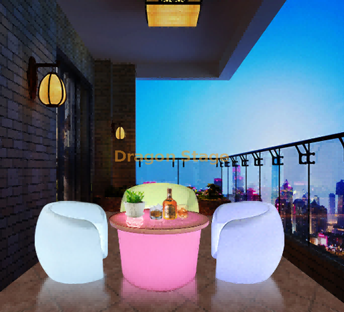 Led Round Coffee Table Glowing Hotel Outdoor Nightclub Plastic ...