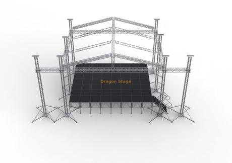 16x12x9m Portable Aluminum Stage Truss System with Dual 2m Sound Tower ...
