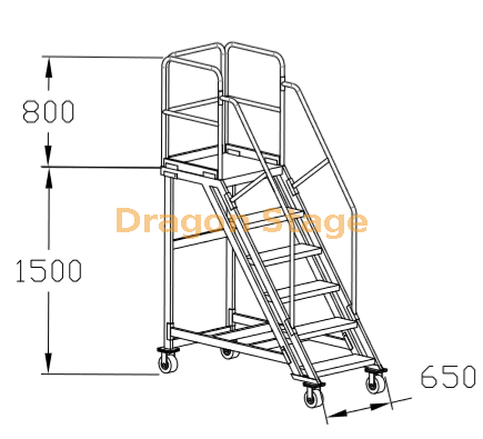 Aluminum Mobile Working Platform Staging with Wheels Steps Guard Rails ...