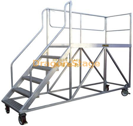 Warehouse Aluminum Step Ladder Trolley with Safety Rail from China ...