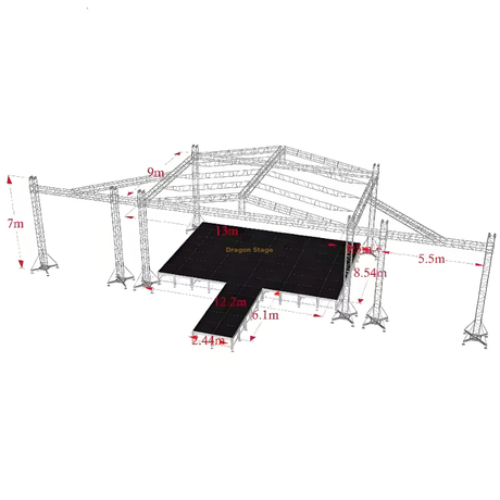Aluminum Roof Stage Truss with Line Array Led Stands 13x9x7m from China ...