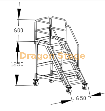 Aluminum Mobile Working Platform Staging with Wheels Steps Guard Rails ...