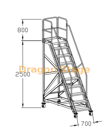 Aluminum Mobile Working Platform Staging with Wheels Steps Guard Rails ...